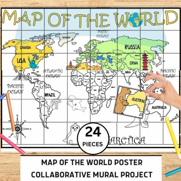 World Map Collaborative Poster Mural Project - Geography Unit ...