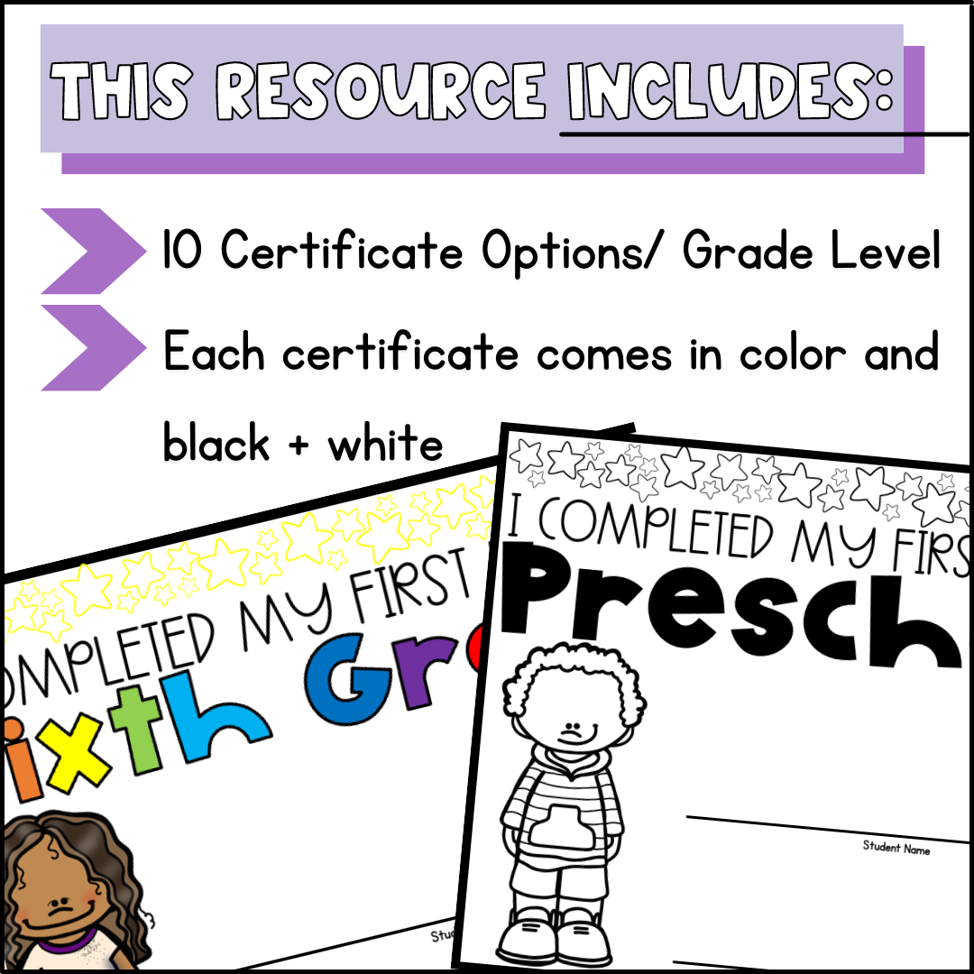 First Day of School Certificates - First Day of School Awards - Back to ...