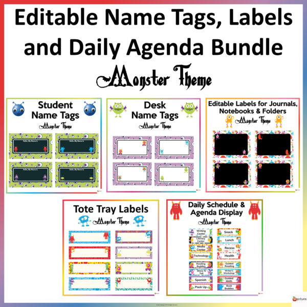 Monster Theme Decor Bundle Name Tags, Labels, and Daily Schedule Cards ...