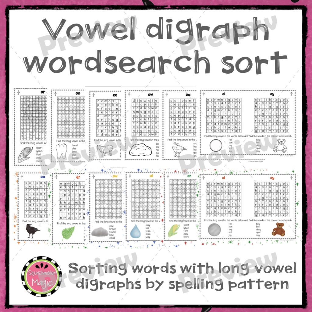 Vowel digraph wordsearch sorts - long vowel literacy worksheets | Made ...