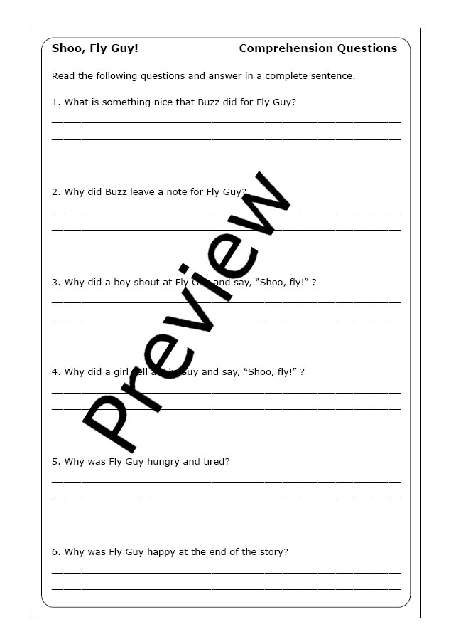 "Shoo, Fly Guy!" (Book #3) worksheets | Made By Teachers