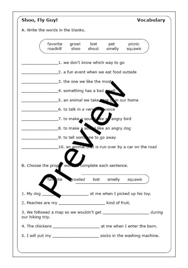 "Shoo, Fly Guy!" (Book #3) worksheets | Made By Teachers