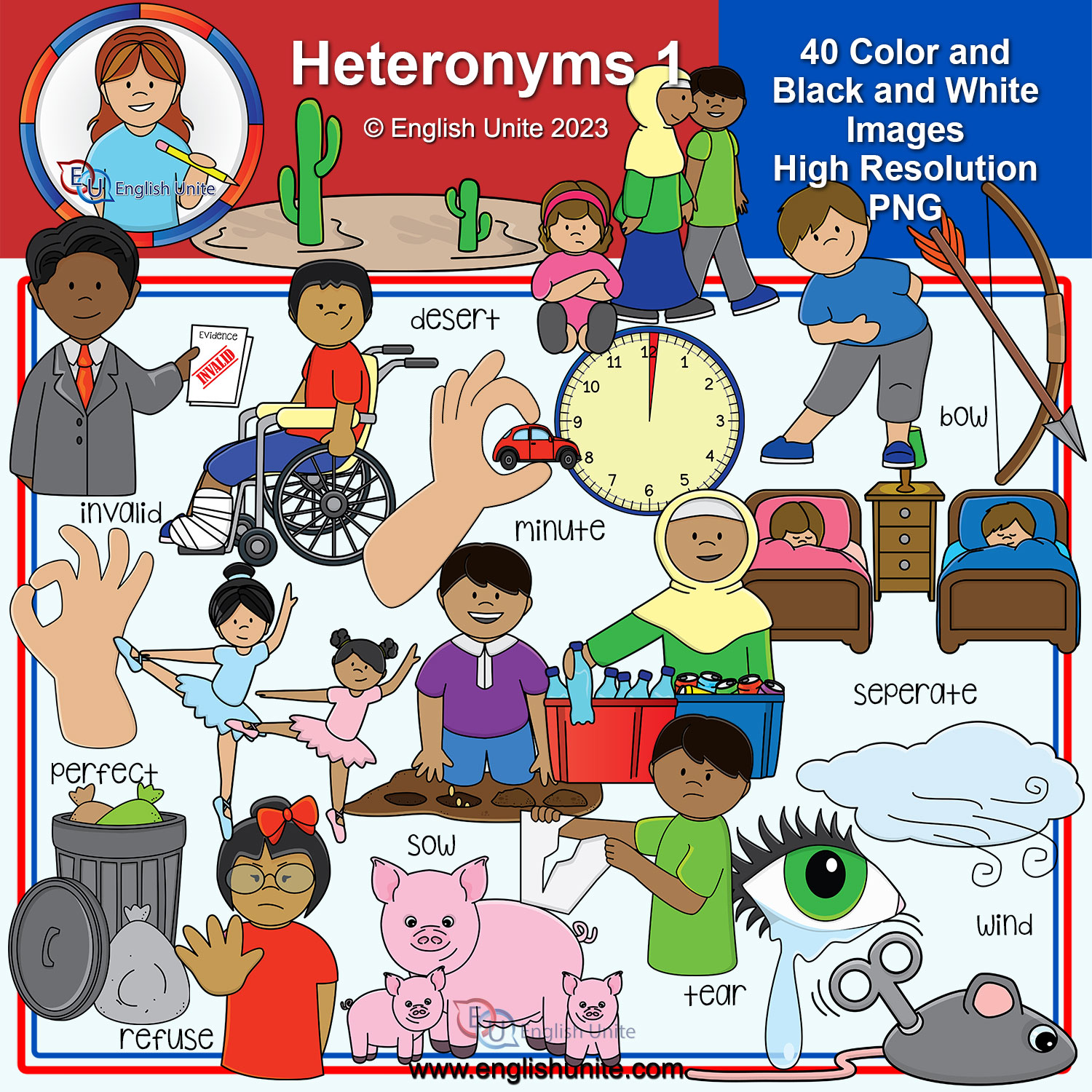 Clip Art - Heteronyms 1 | Made By Teachers