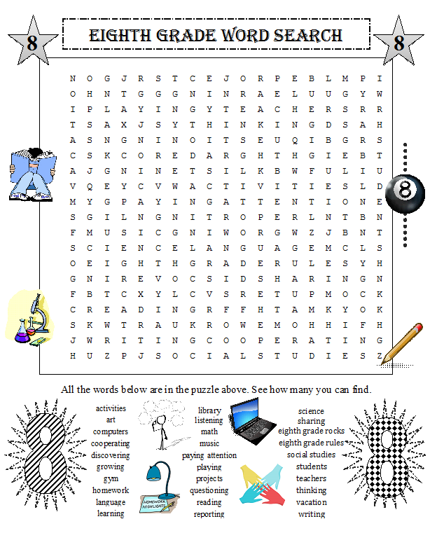 Golf Word Search PLUS Eighth Grade Word Search (2 Puzzles) | Made By ...