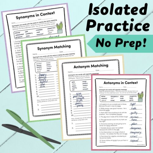 Synonyms and Antonyms Activities - Print and Digital Worksheets ...