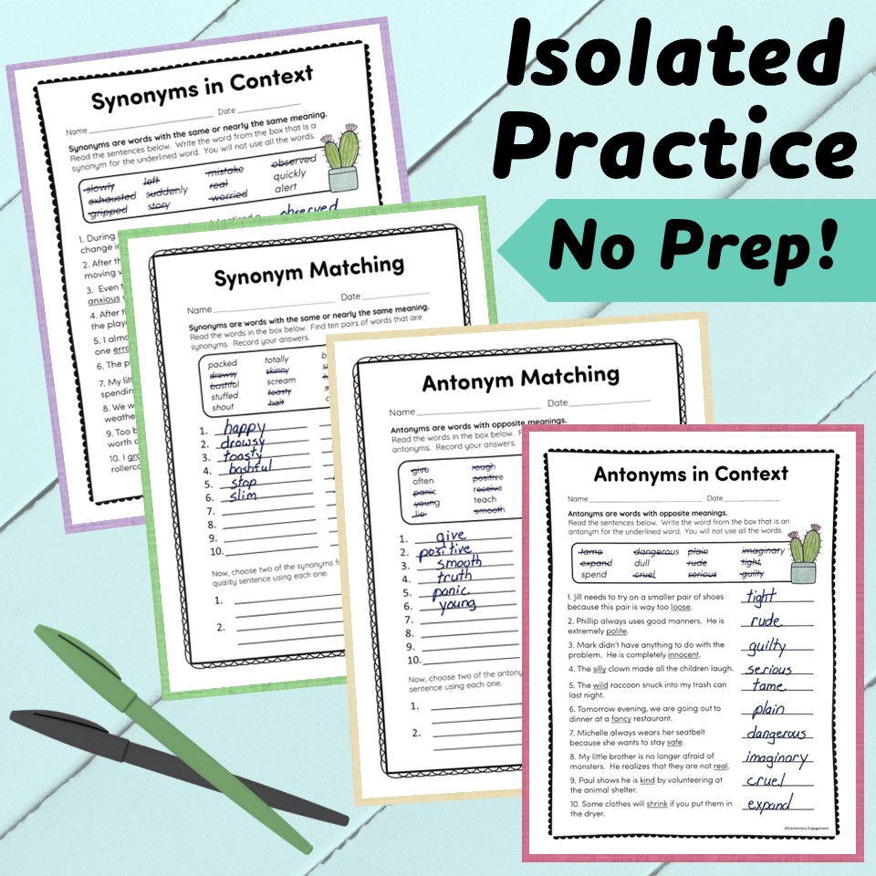 Synonyms and Antonyms Activities - Print and Digital Worksheets ...
