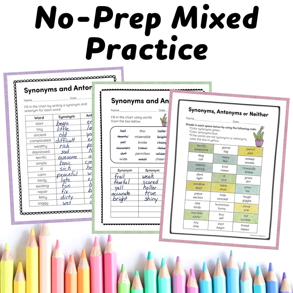 Synonyms and Antonyms Activities - Print and Digital Worksheets ...