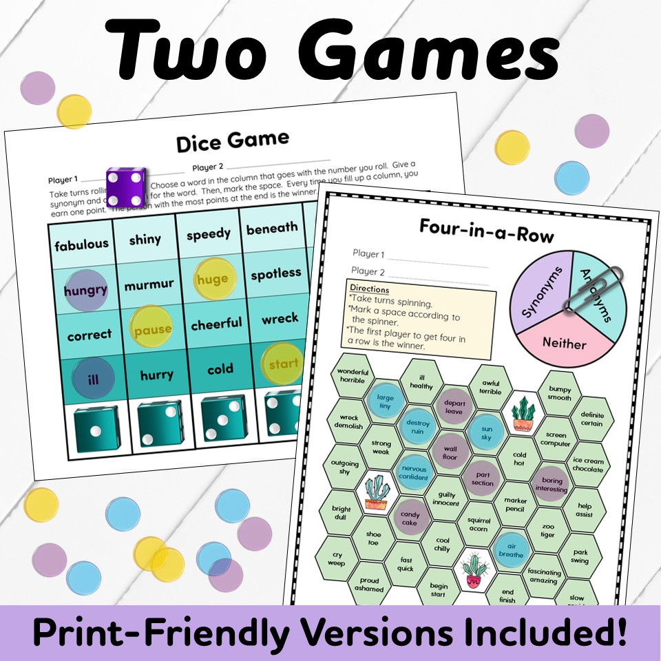 Synonyms and Antonyms Activities - Print and Digital Worksheets ...