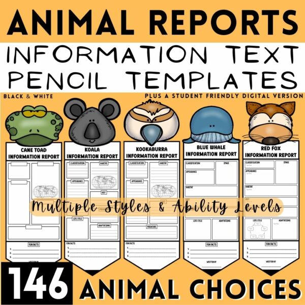 146 Animal Research Report Pennants | Writing Pencil Information Text ...