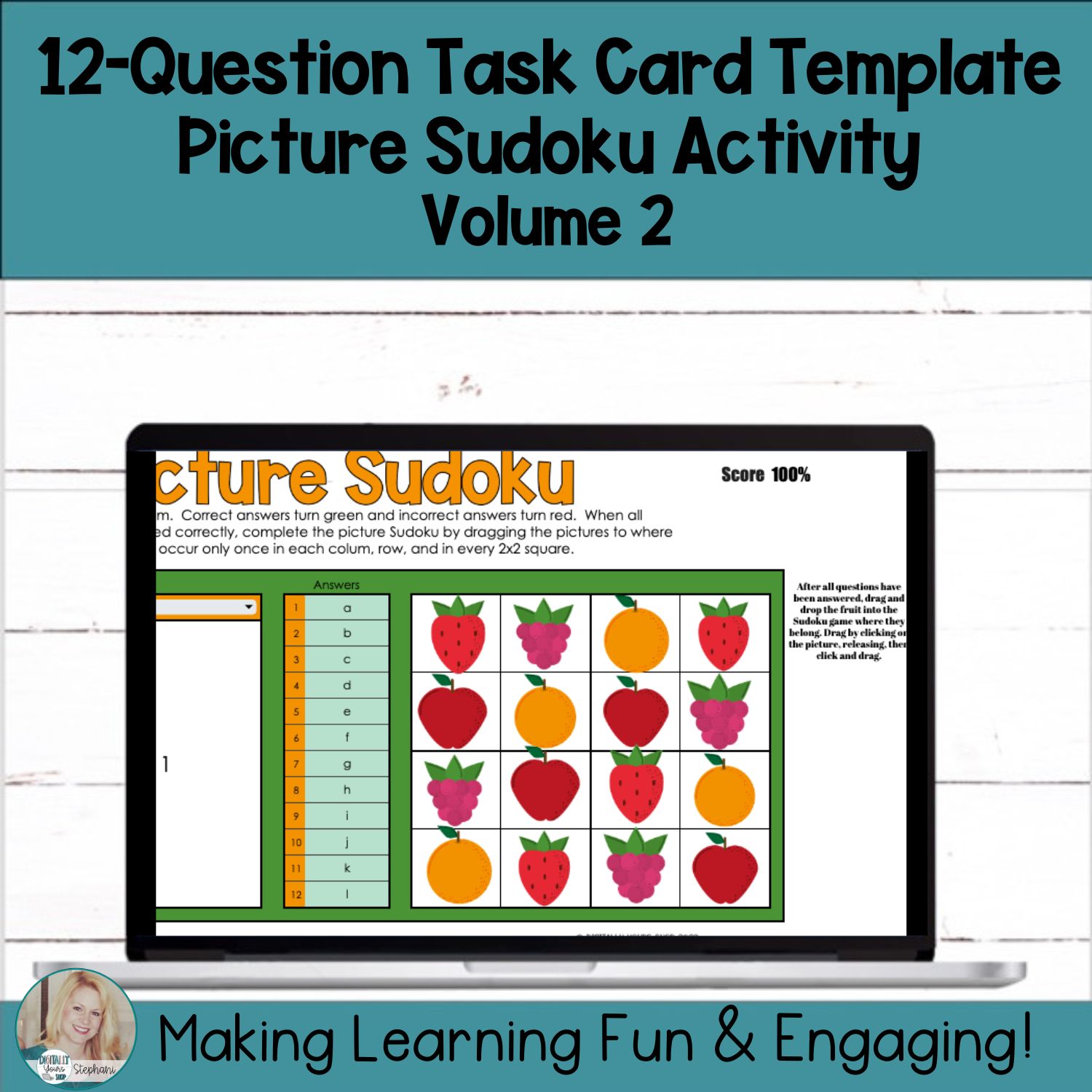 Editable Self-Checking Task Card Template Digital Activity Picture ...