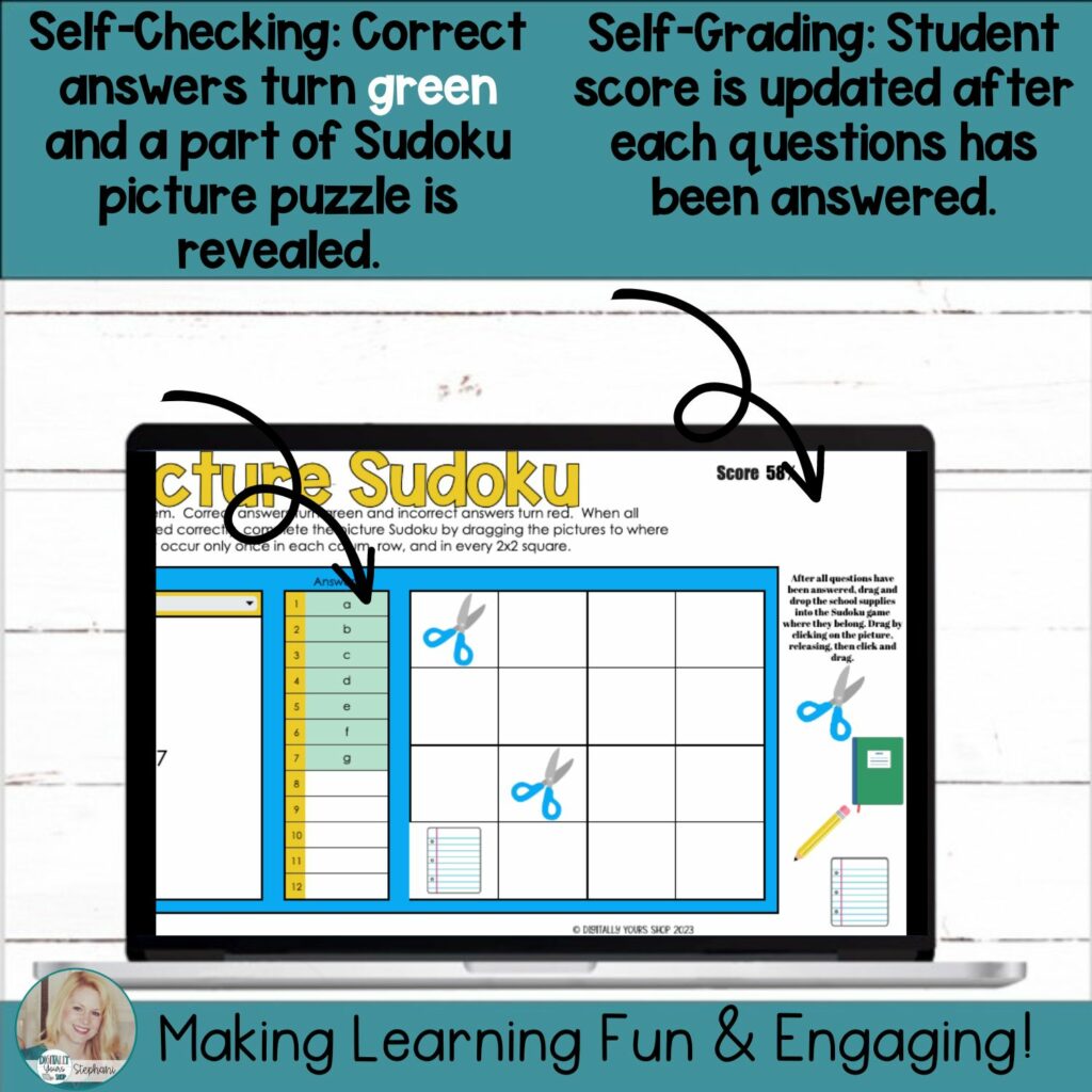 Editable Self-Checking Task Card Template Digital Activity Picture ...