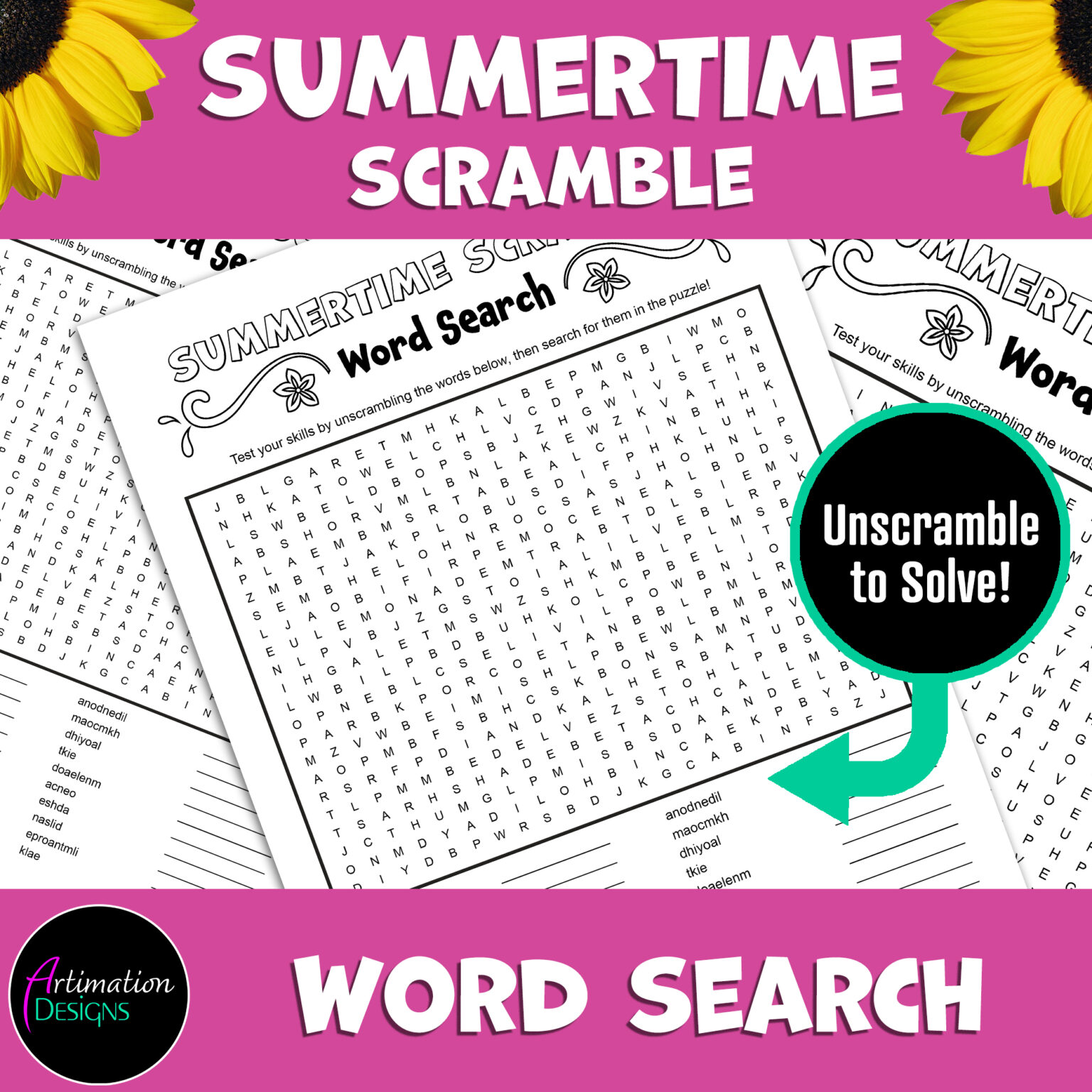 Summer Scramble Word Search Summertime Word Game Activity Brain Summer Scramble Word Search Summertime Word Game Activity Brain