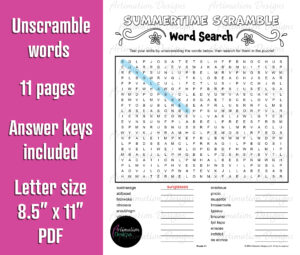Summer Scramble Word Search | Summertime Word Game Activity | Brain ...