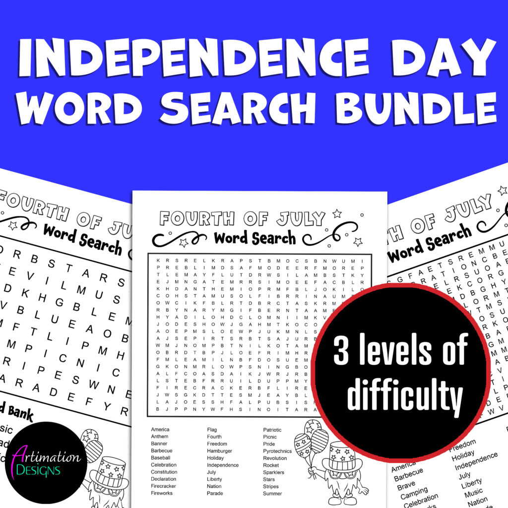 4th of July Word Search Bundle | Independence Day Word Games | Made By ...
