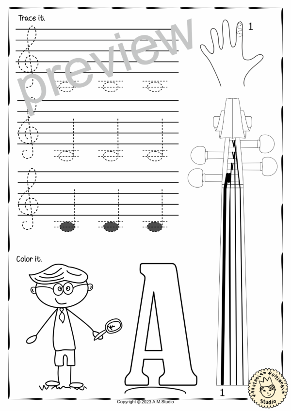Music Tracing Notes Worksheets for Violin Students | Made By Teachers