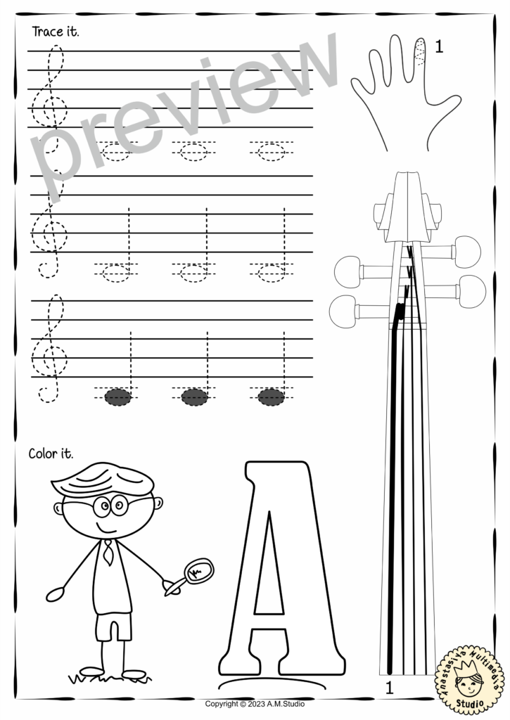 Music Tracing Notes Worksheets for Violin Students | Made By Teachers
