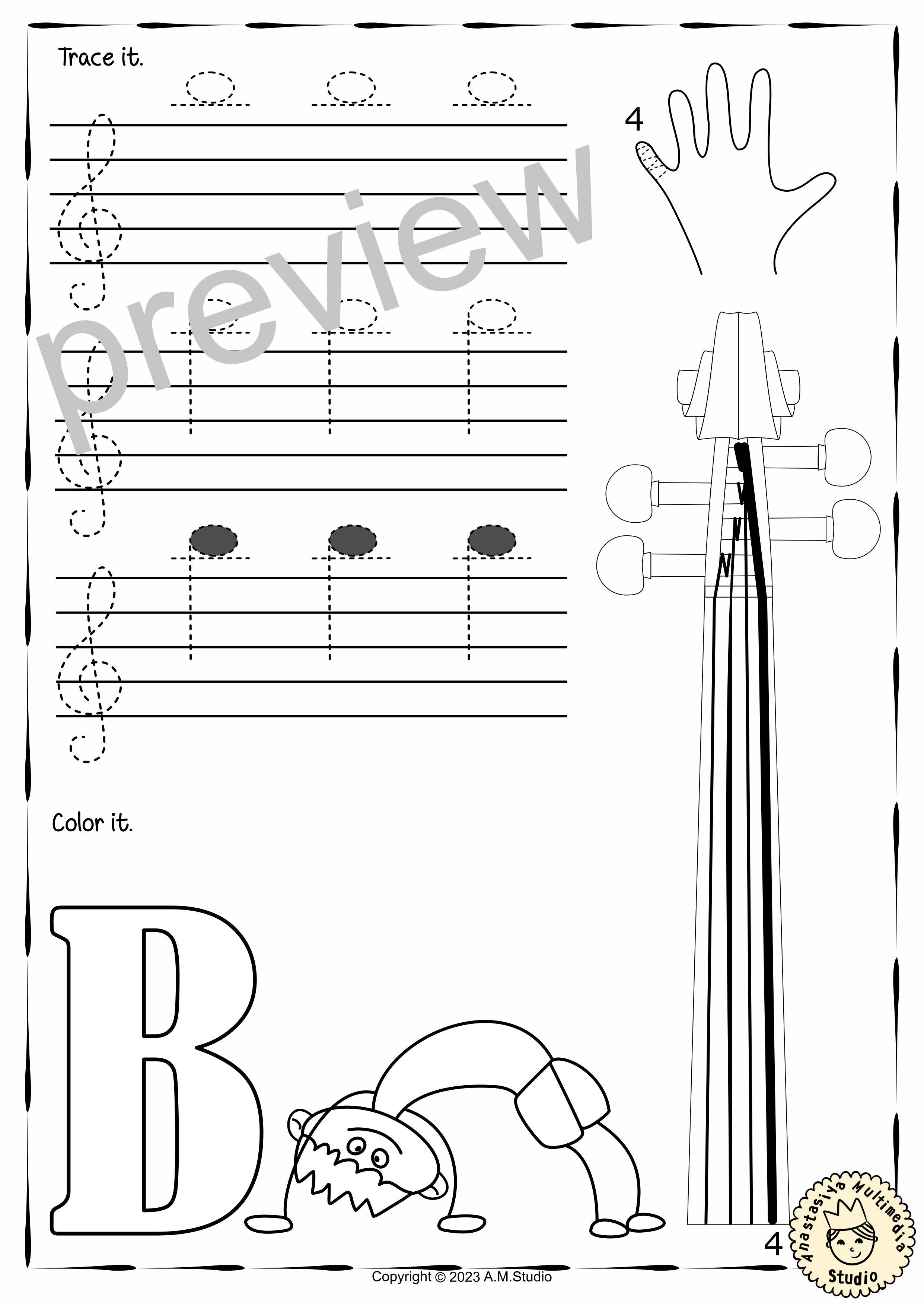 Music Tracing Notes Worksheets for Violin Students | Made By Teachers