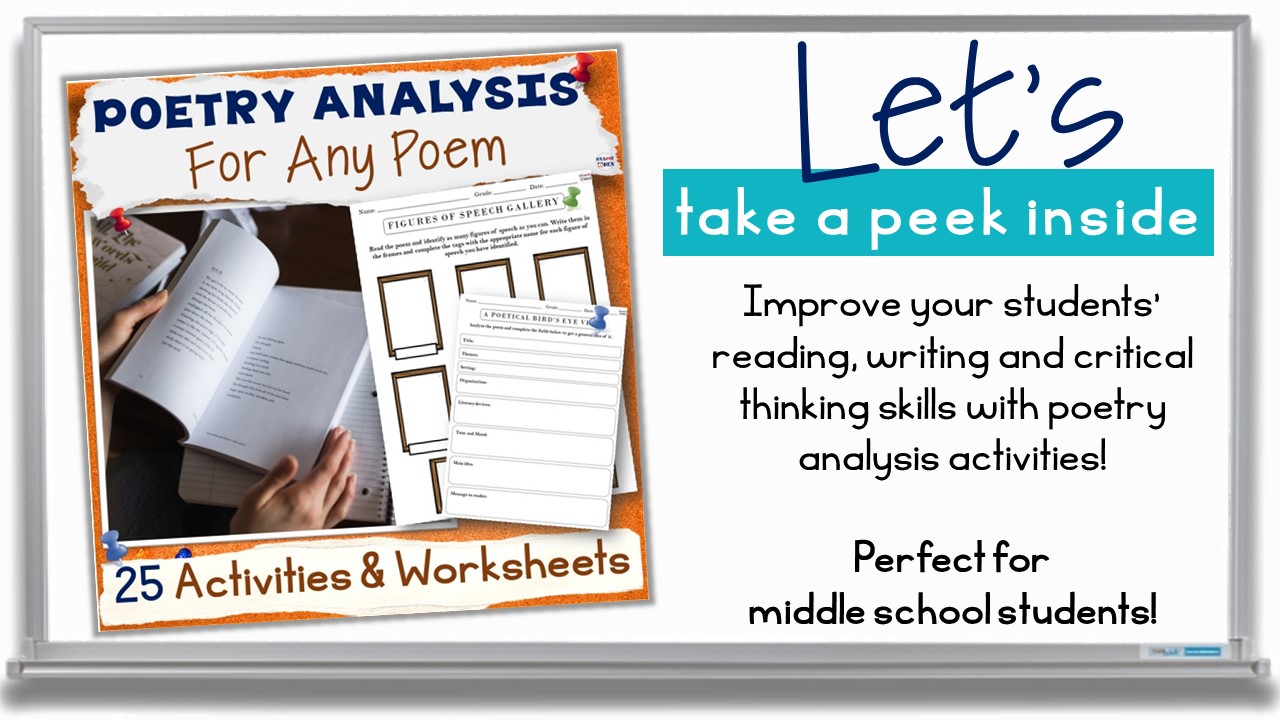 Poetry Analysis For Any Poem - Middle School Activities - Print and ...