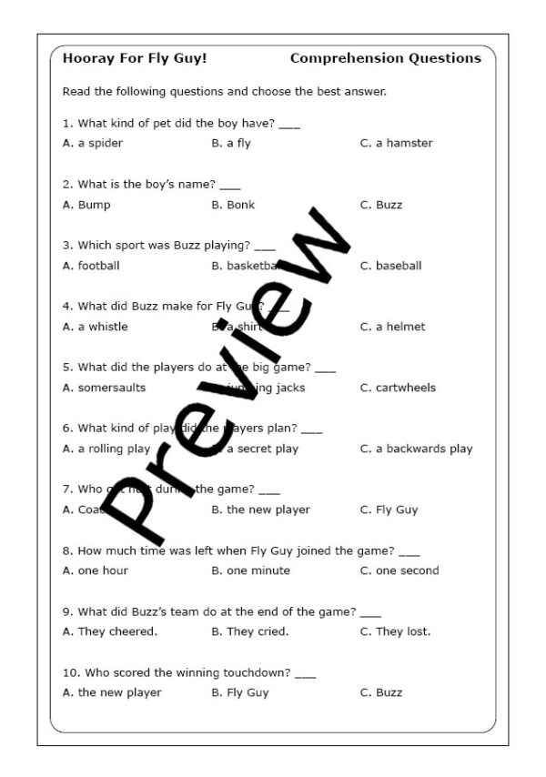 "Hooray For Fly Guy!" (Book #6) worksheets | Made By Teachers