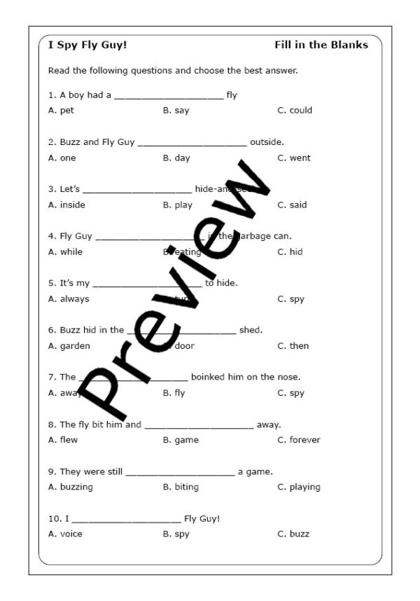 "I Spy Fly Guy!" (Book #7) worksheets | Made By Teachers