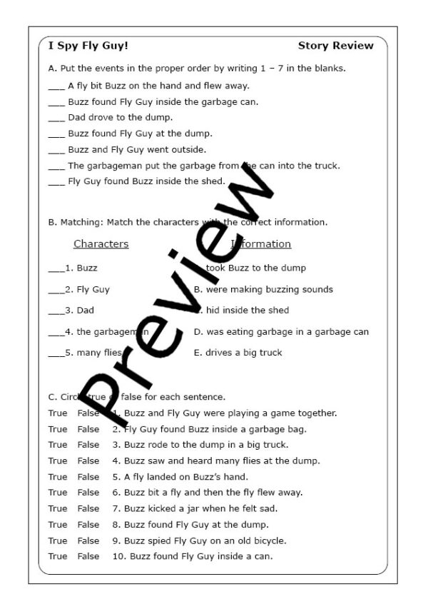 "I Spy Fly Guy!" (Book #7) worksheets | Made By Teachers