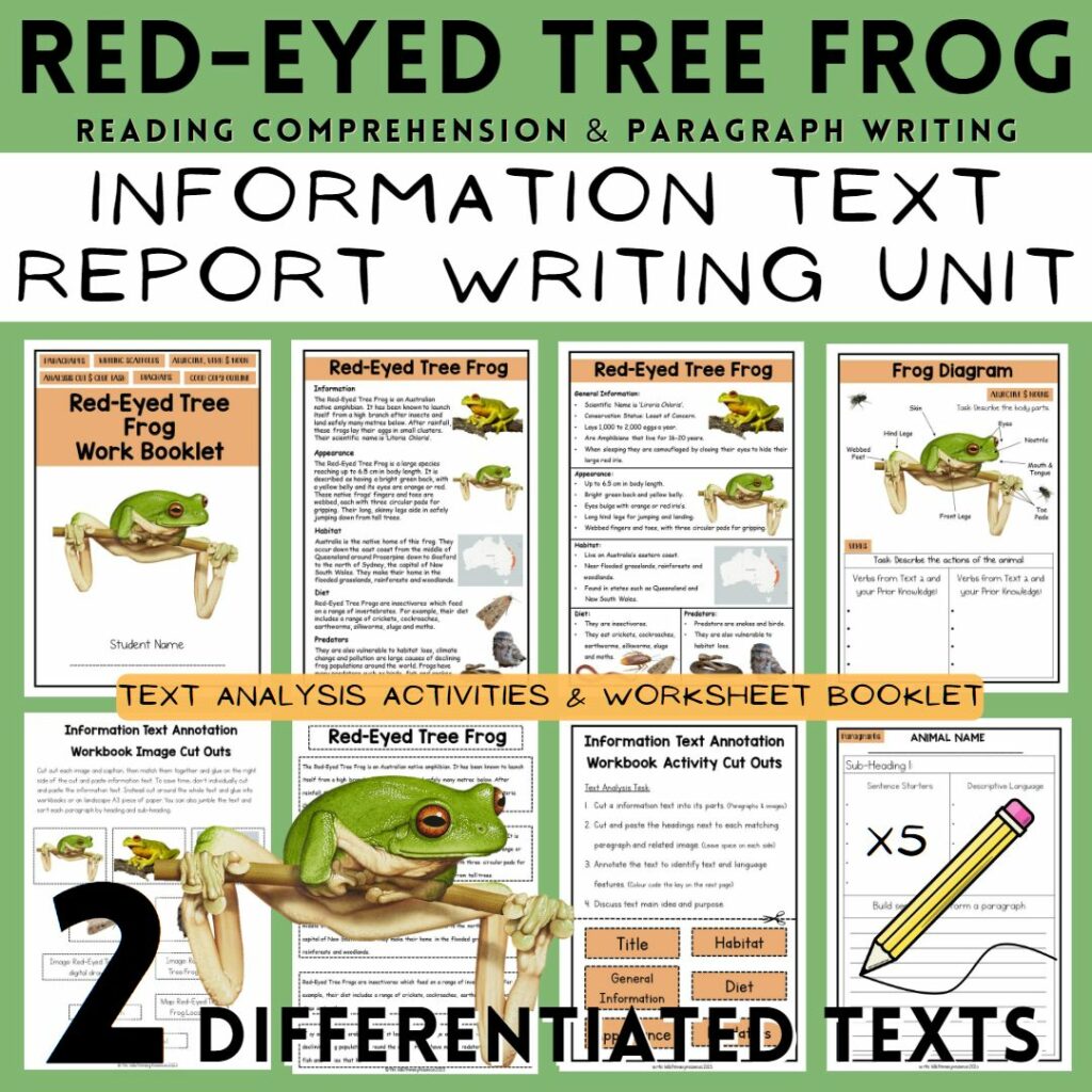 8 Animal Information Texts, Report Writing & Reading Analysis Workbook ...