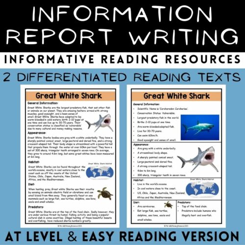8 Animal Information Texts, Report Writing & Reading Analysis Workbook ...