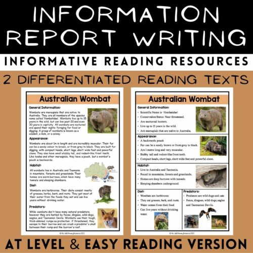 12 Animal Information Texts, Report Writing & Reading Analysis Workbook Bundle | Made By Teachers
