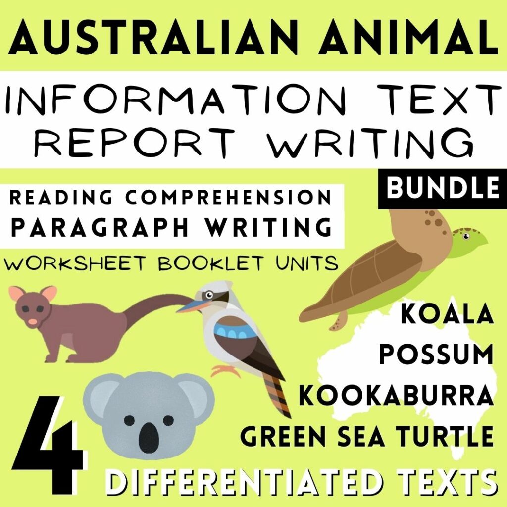 4 Australian Animal Information Texts, Report Writing & Reading ...