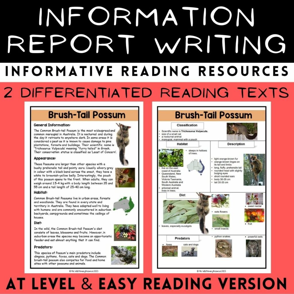 4 Australian Animal Information Texts, Report Writing & Reading ...