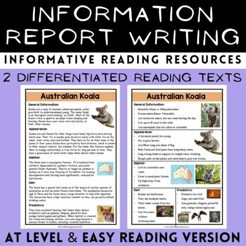 4 Australian Animal Information Texts, Report Writing & Reading ...