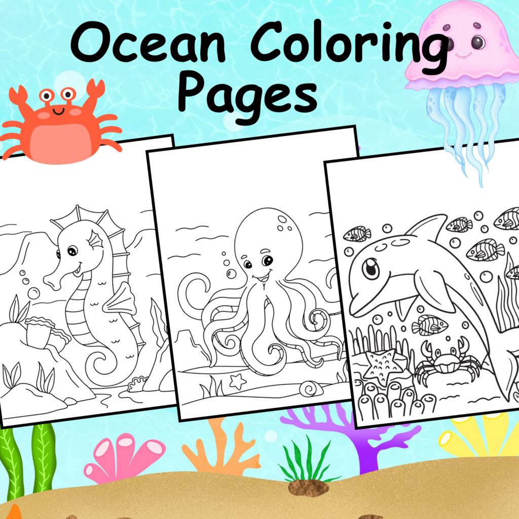 10 Ocean and Sea Coloring Pages | Sea animals Coloring Sheets | beach ...