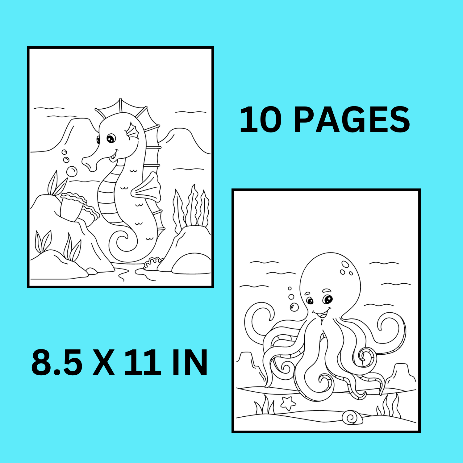 10 Ocean and Sea Coloring Pages | Sea animals Coloring Sheets | beach ...