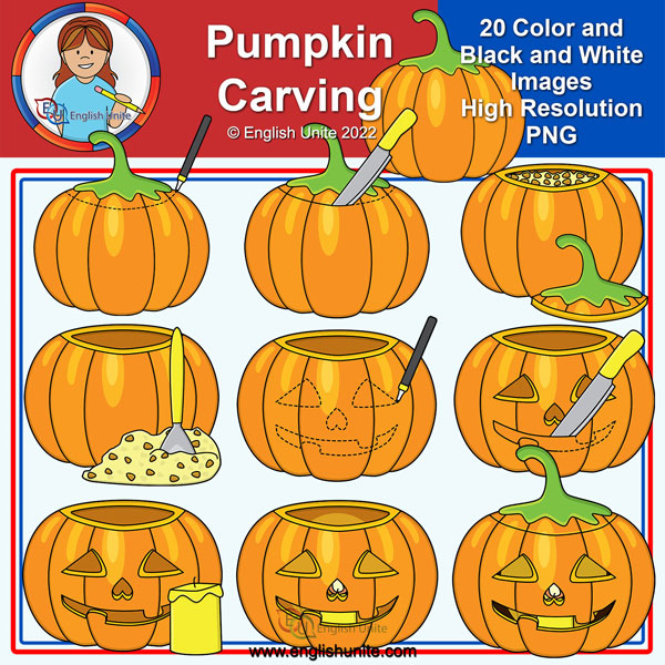 Clip Art - Pumpkin Carving Sequence | Made By Teachers