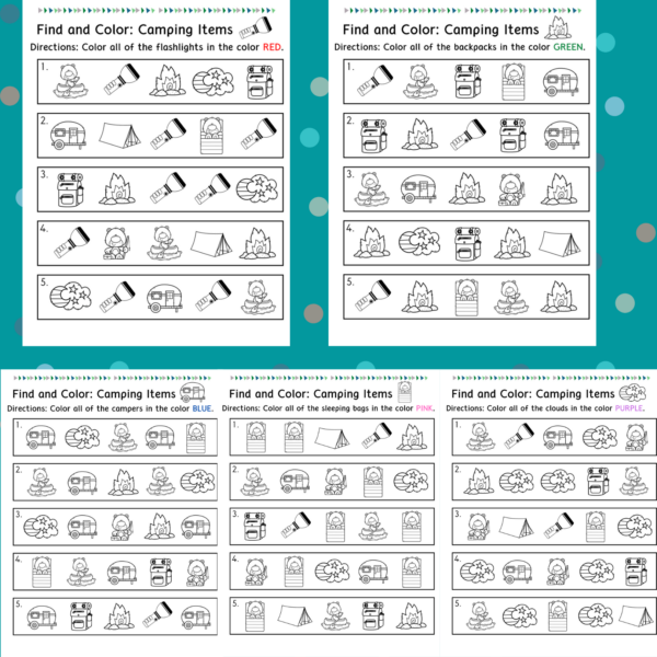 Find and Color Camping Worksheets - Made By Teachers