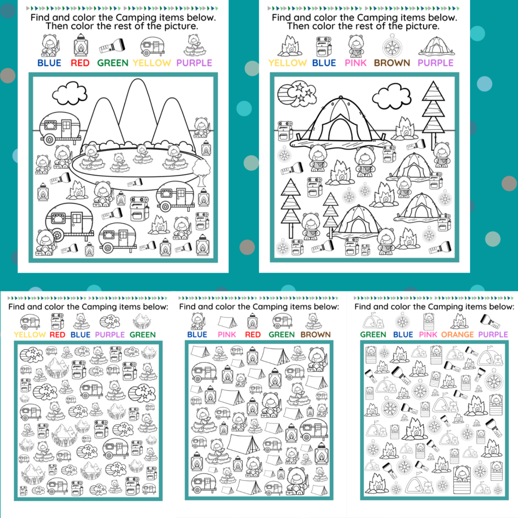 Find and Color Camping Worksheets | Made By Teachers