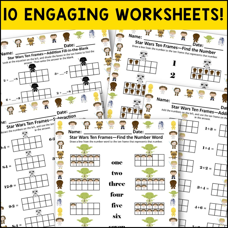 Star Wars Ten Frame Math Worksheets | Made By Teachers