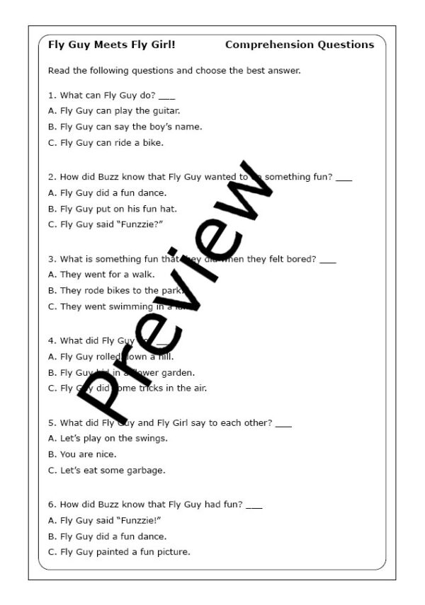 "Fly Guy Meets Fly Girl!" (Book #8) worksheets | Made By Teachers