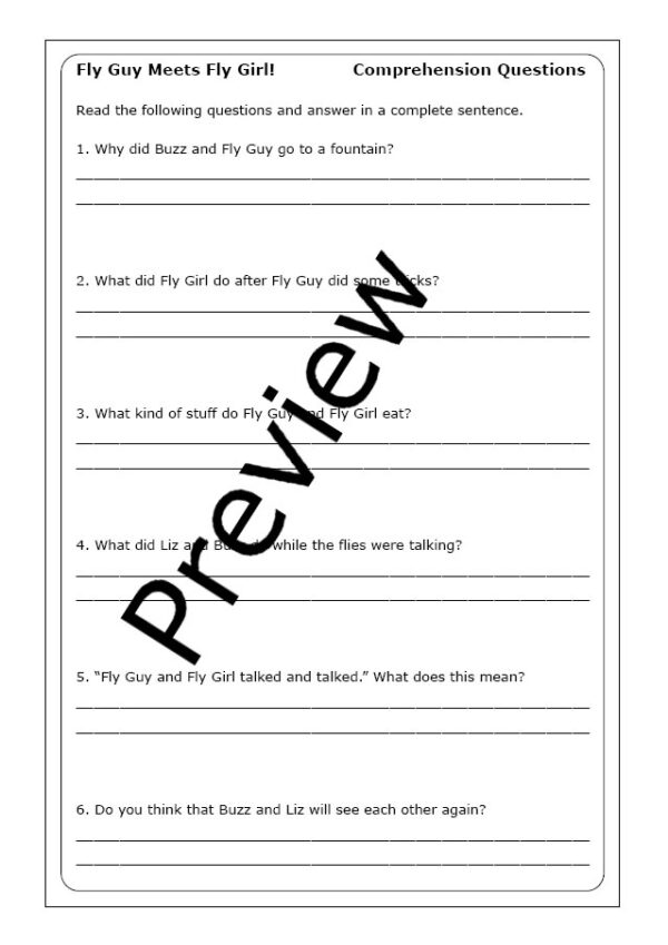 "Fly Guy Meets Fly Girl!" (Book #8) worksheets | Made By Teachers