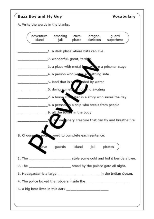 "Buzz Boy and Fly Guy" (Book #9) worksheets | Made By Teachers