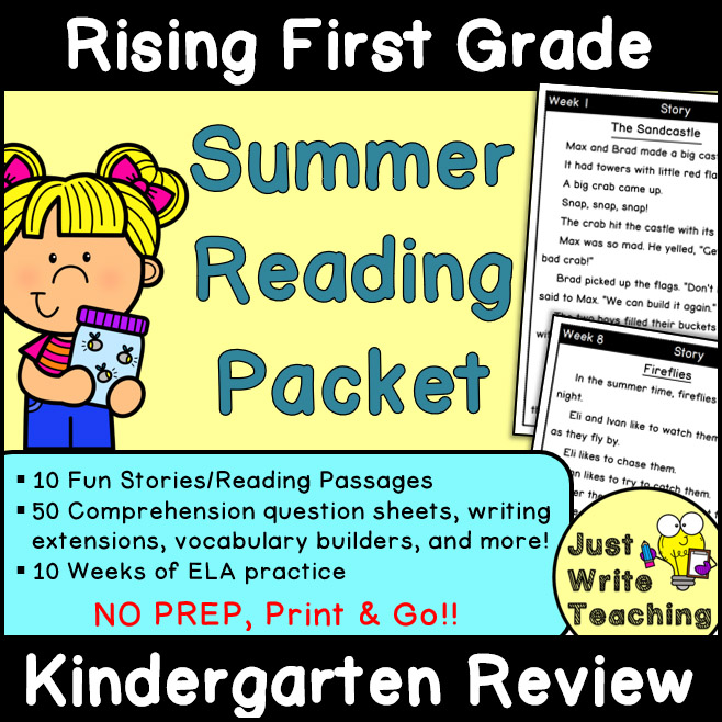 Rising First Grade Summer Reading Packet (Kindergarten Review) | Made ...