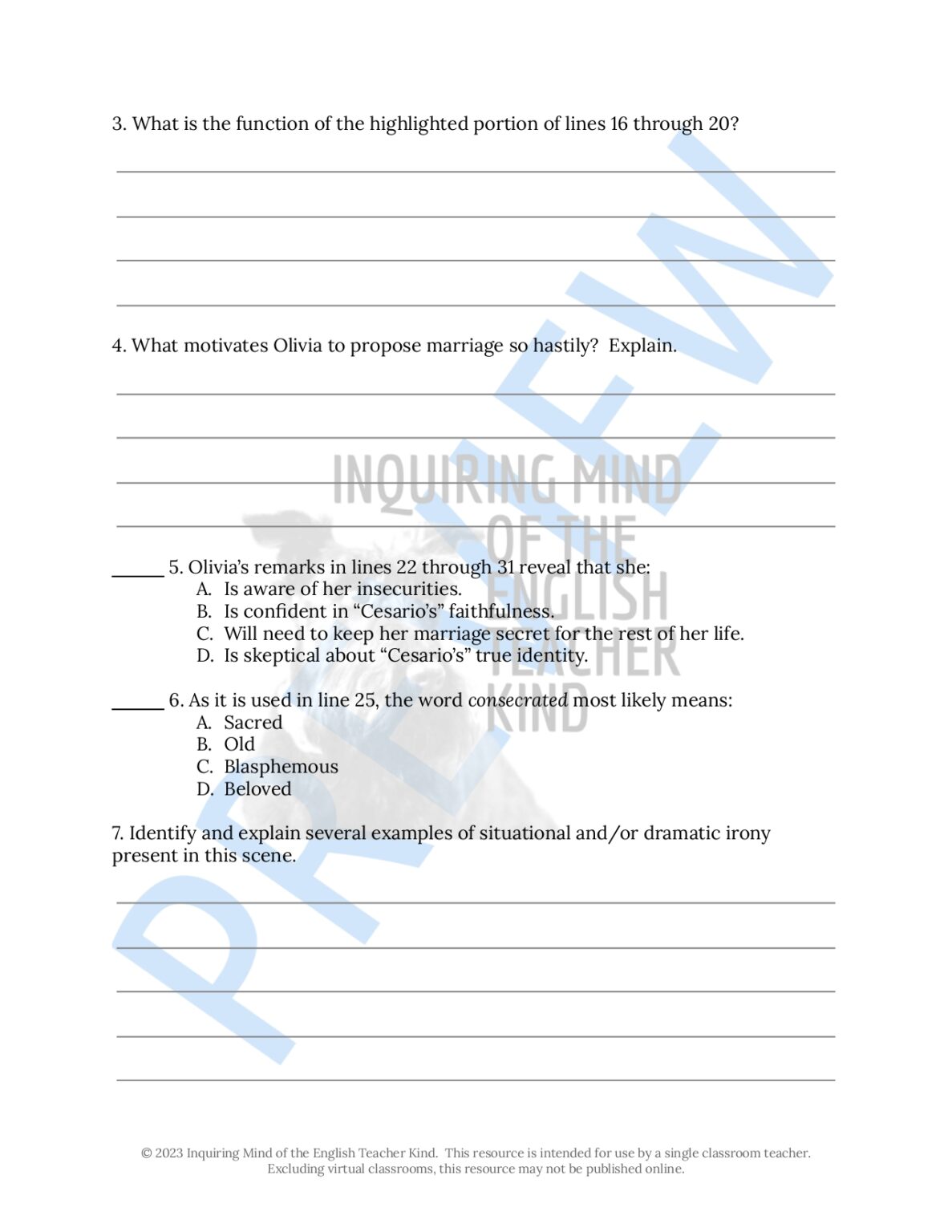 Twelfth Night Acts 4 and 5 Quiz and Close Reading Worksheets Bundle ...