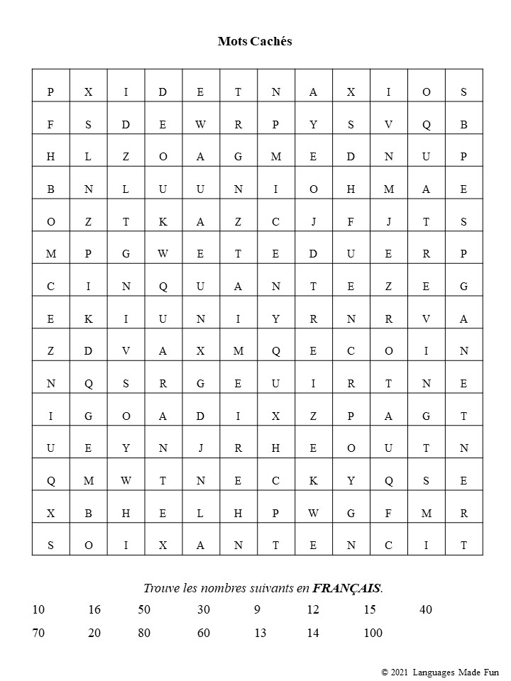 French Numbers 1 100 Made By Teachers