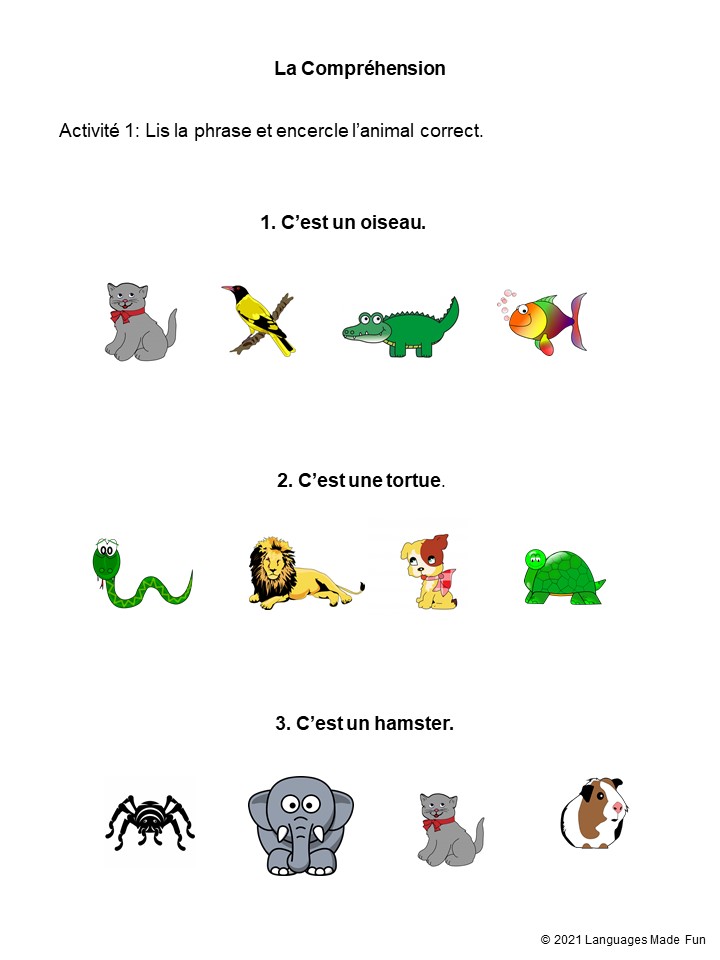 Les Animaux - Reading Comprehension | Made By Teachers