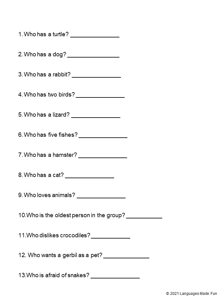 Les Animaux - Reading Comprehension | Made By Teachers