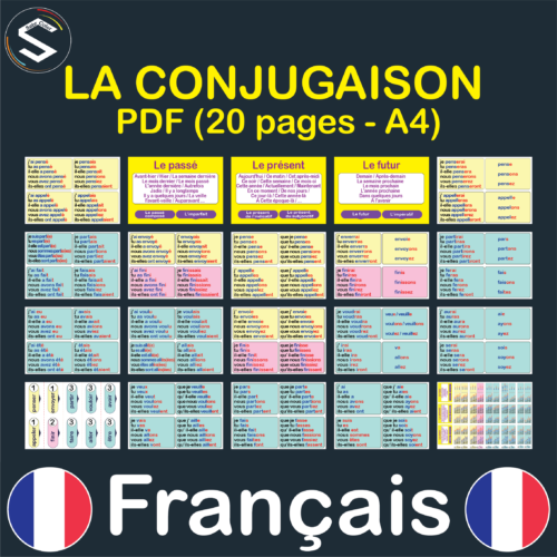 "Conjugaison" | FRENCH Verbs Conjugation Poster | Most Used Verbs | 6 ...