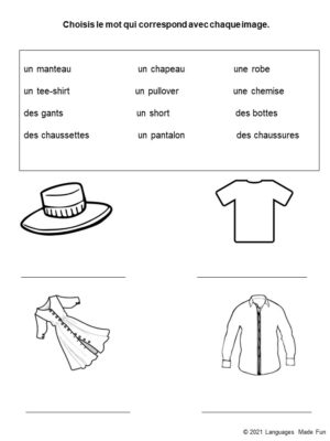 French Clothing Worksheets | Made By Teachers