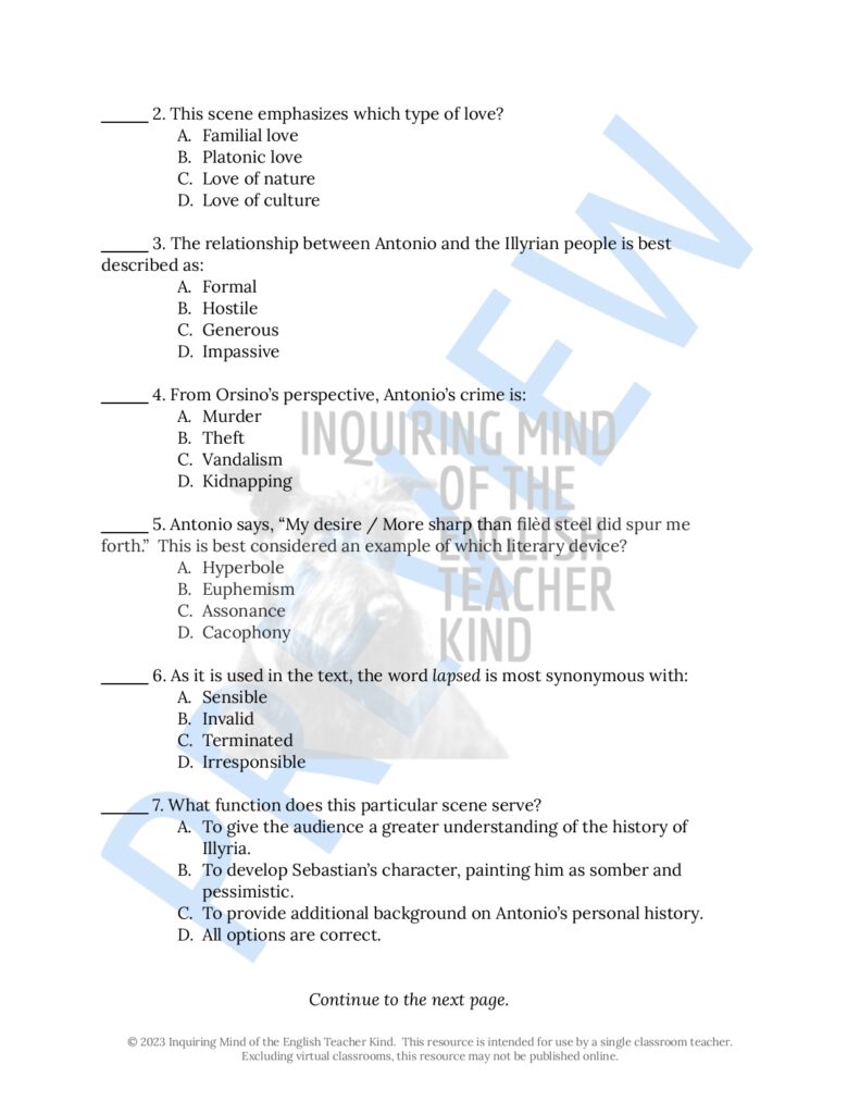 Twelfth Night Close Reading Analysis Worksheets Bundle with Answer Keys ...