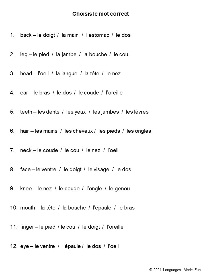 Le Corps Humain - French Unit on Body Parts | Made By Teachers