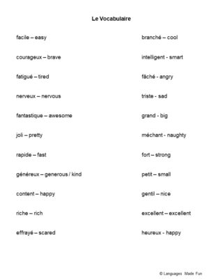 French Adjectives (Les Adjectifs) - Forming the Feminine | Made By Teachers